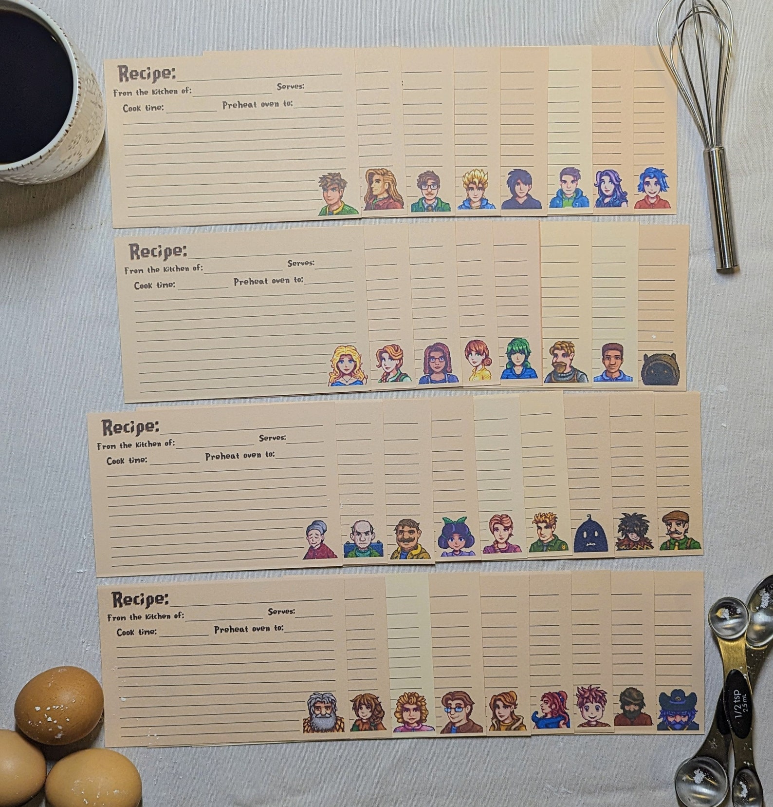 Stardew Valley Villagers Recipe Cards - Etsy