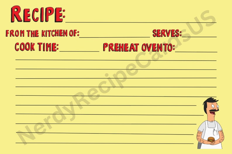 Bob's Burgers Recipe Cards - Etsy