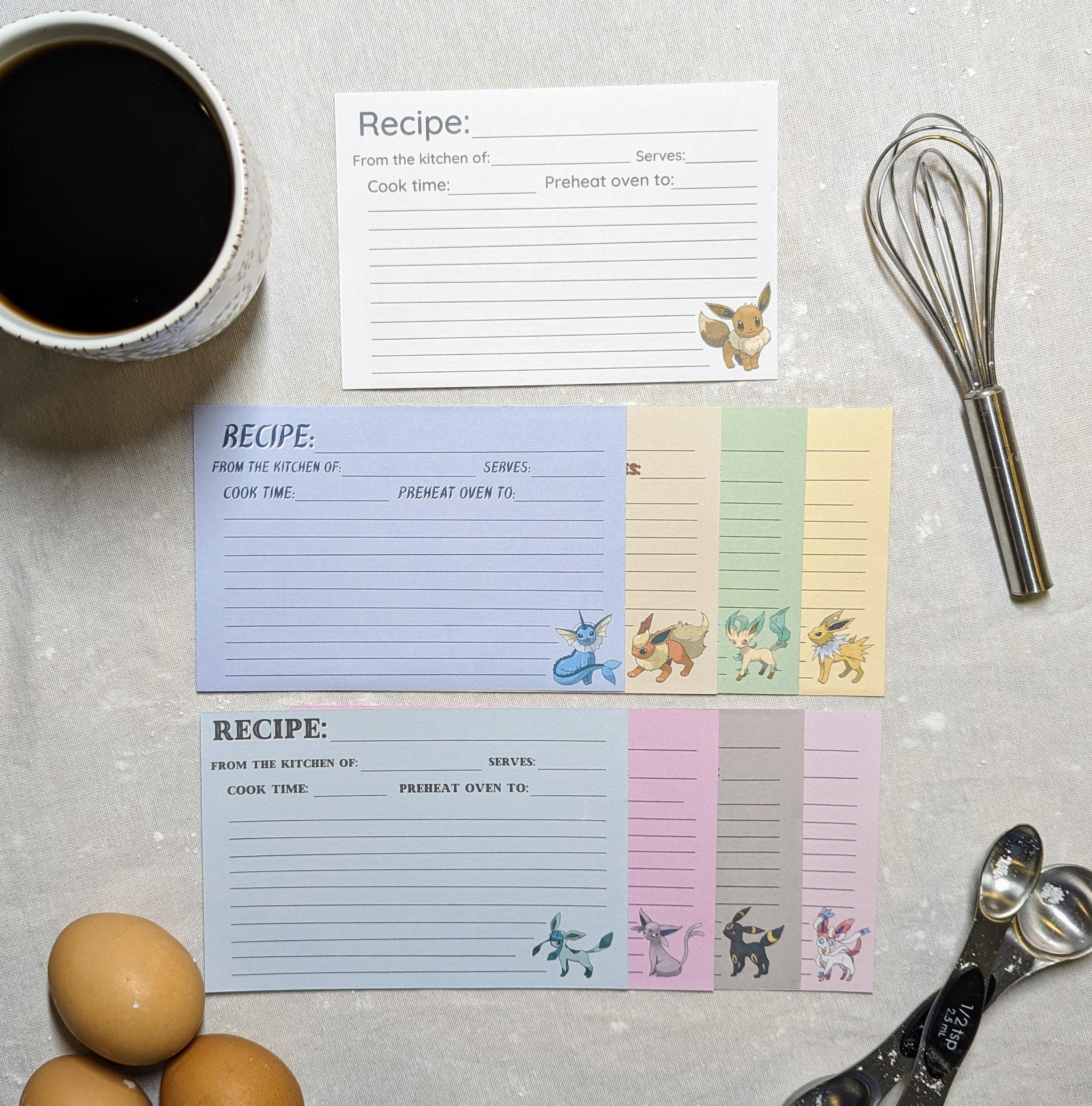 Eevee Evolutions Recipe Cards - Etsy