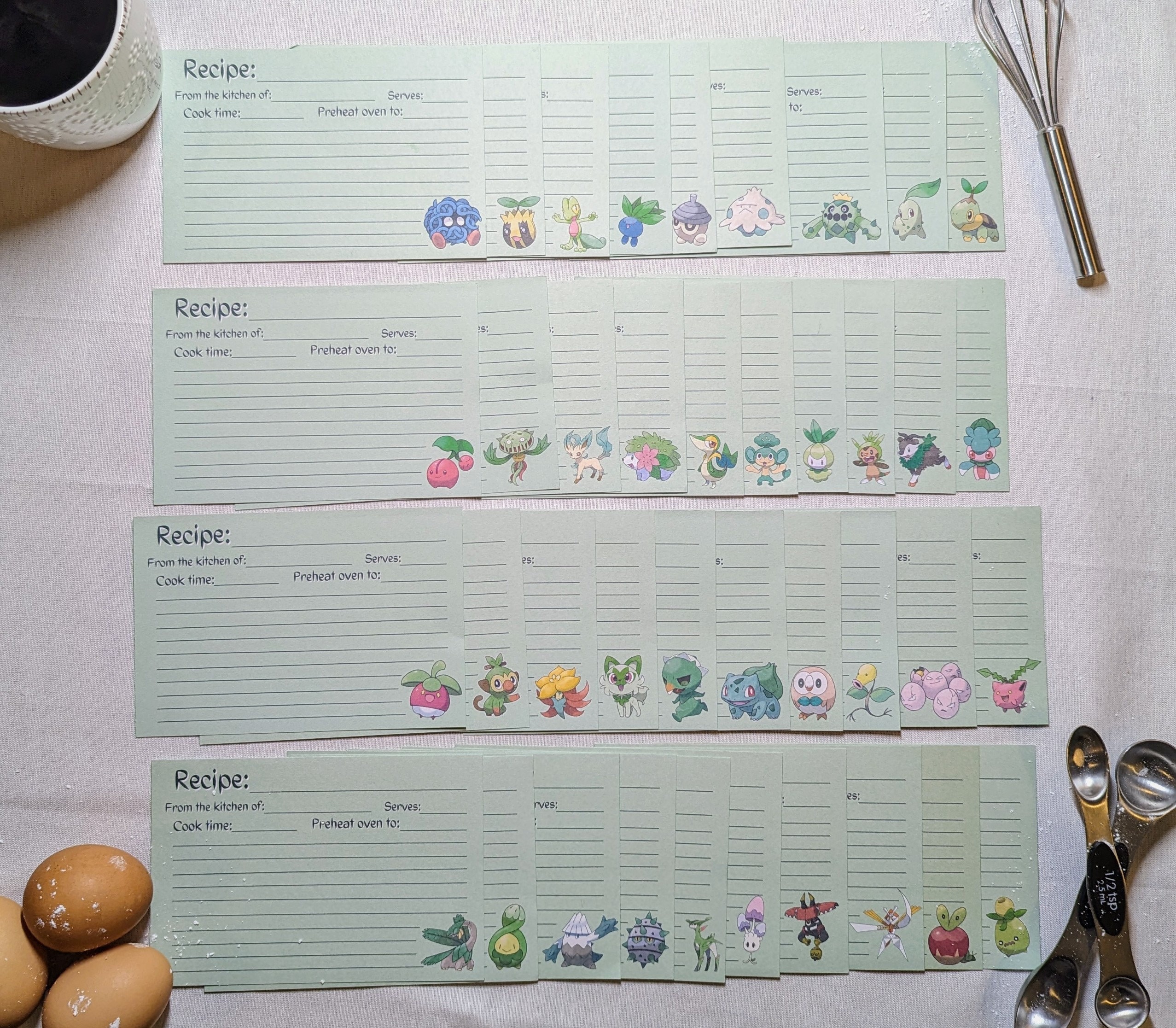 Grass Type Recipe Cards - Etsy