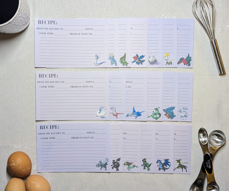 Dragon Type Recipe Cards - Etsy