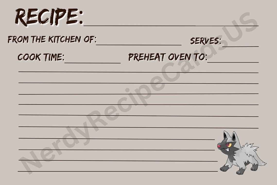 Dark Type Recipe Cards - Etsy