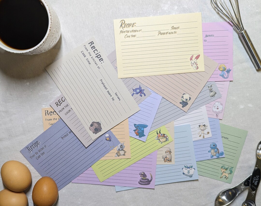 Custom Pokemon Recipe Cards - Etsy