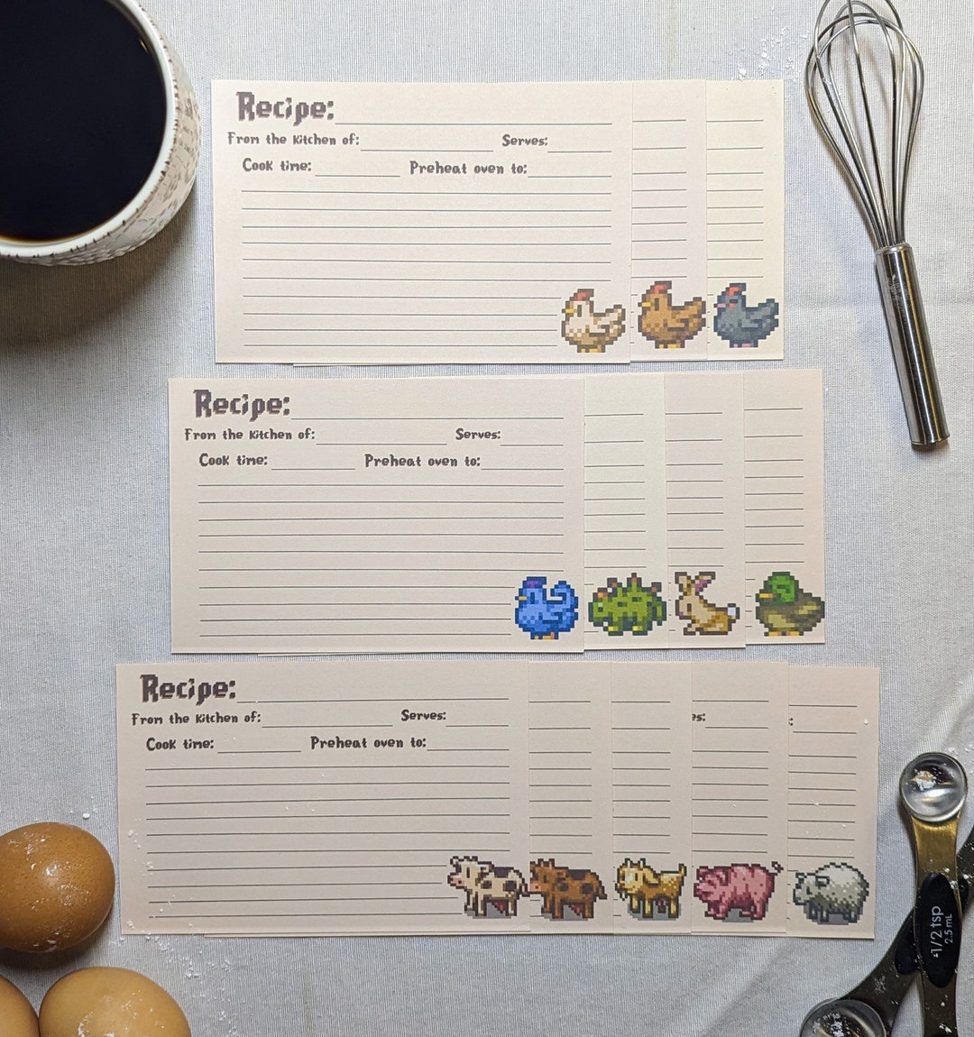 Stardew Valley Farm Animals Recipe Cards - Etsy