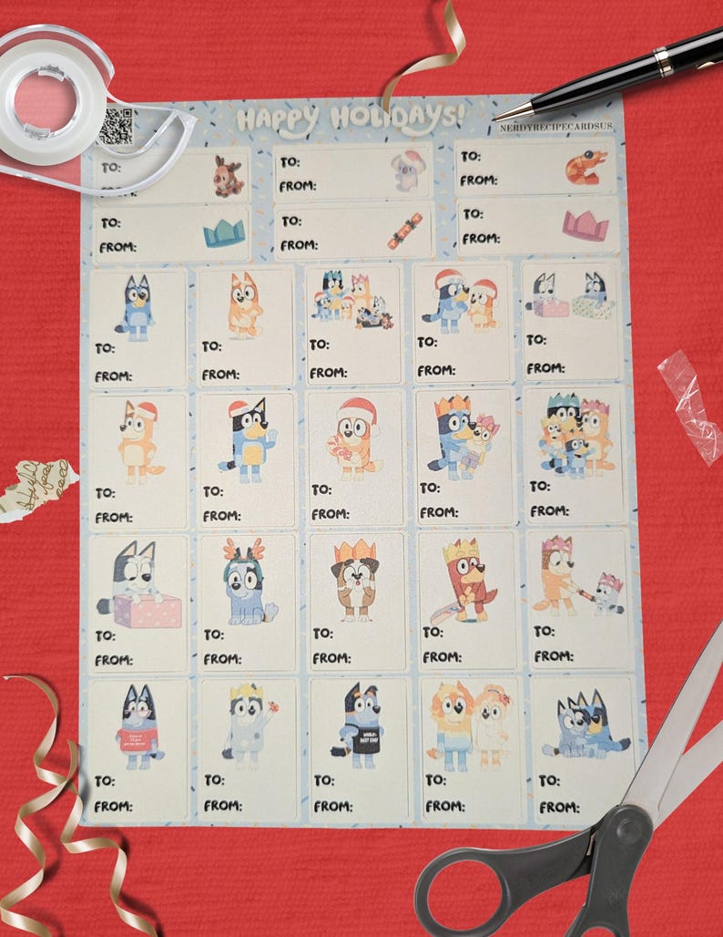 Bluey Gift Label Stickers - Etsy