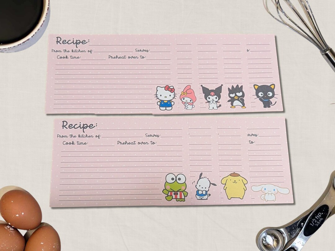 Hello Kitty Recipe Cards - Etsy