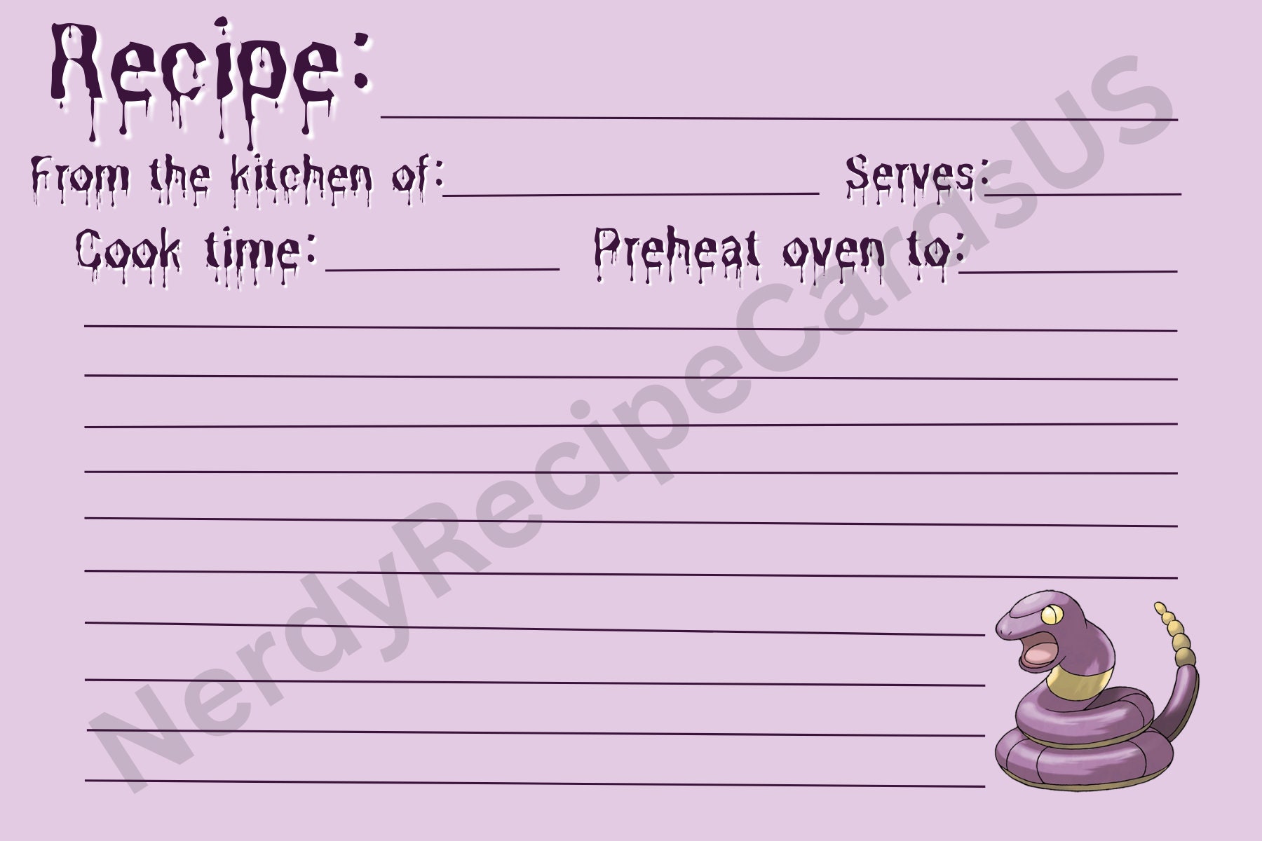 Poison Type Recipe Cards - Etsy