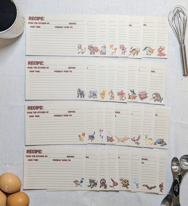 Fire Type Recipe Cards - Etsy