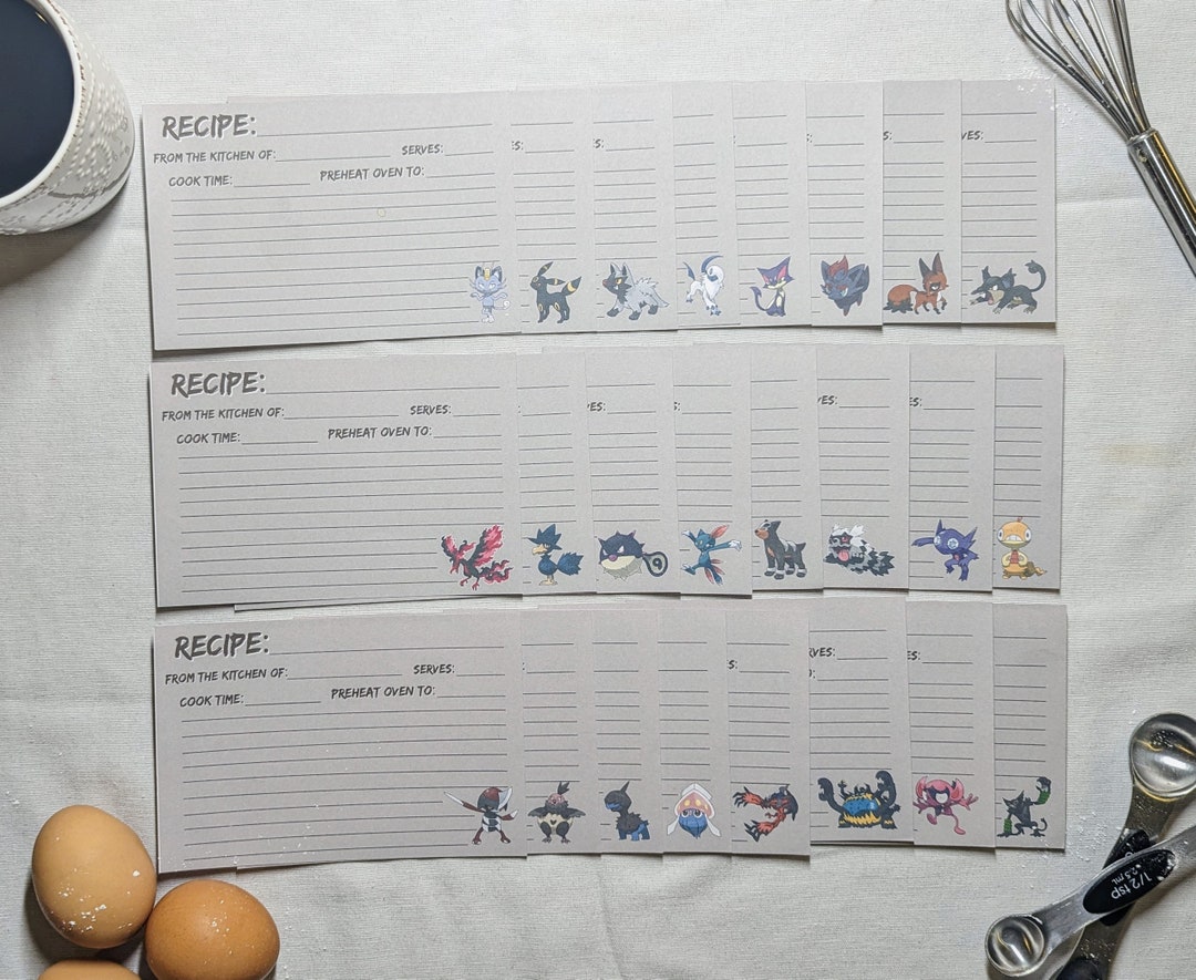 Dark Type Recipe Cards - Etsy