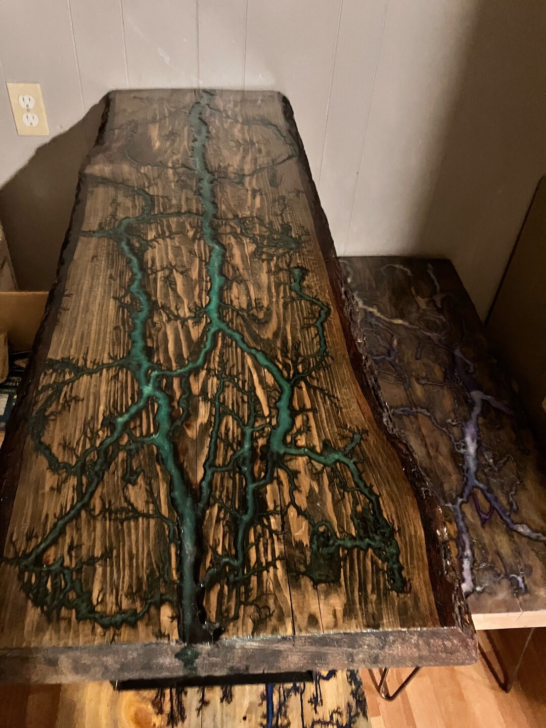 Fracture Burned Bench - Etsy