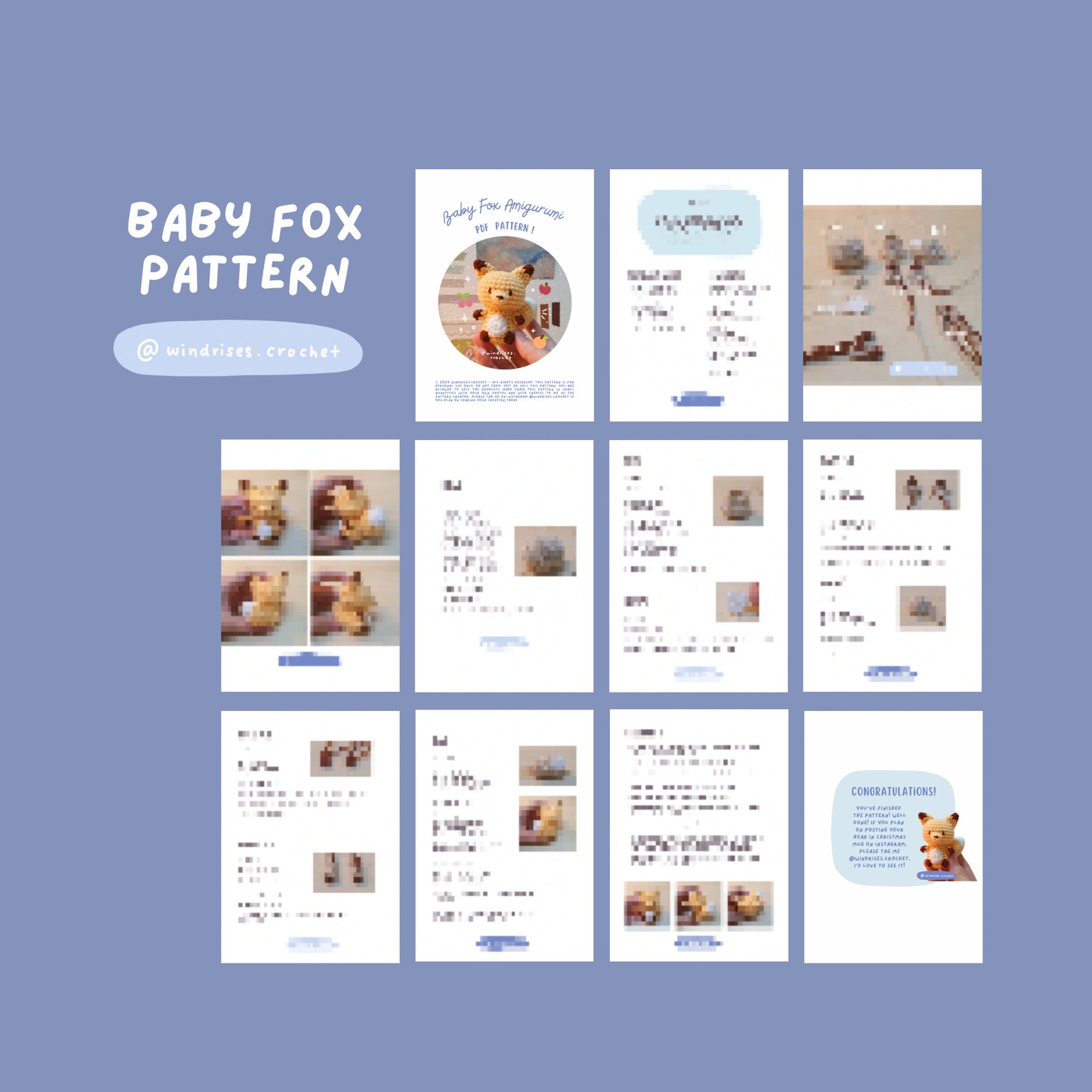 Baby Fox PDF Pattern DIGITAL FILE - Etsy