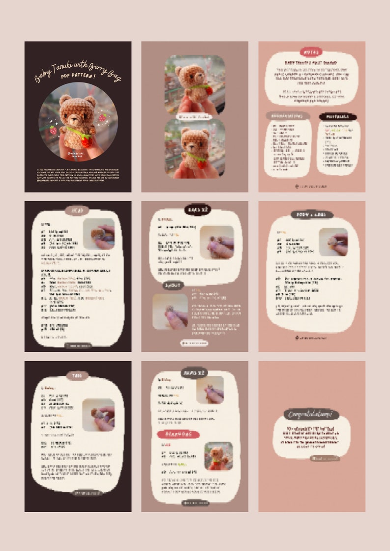 Crochet Baby Tanuki With Berry Bag PDF Pattern - DIGITAL FILE - Etsy