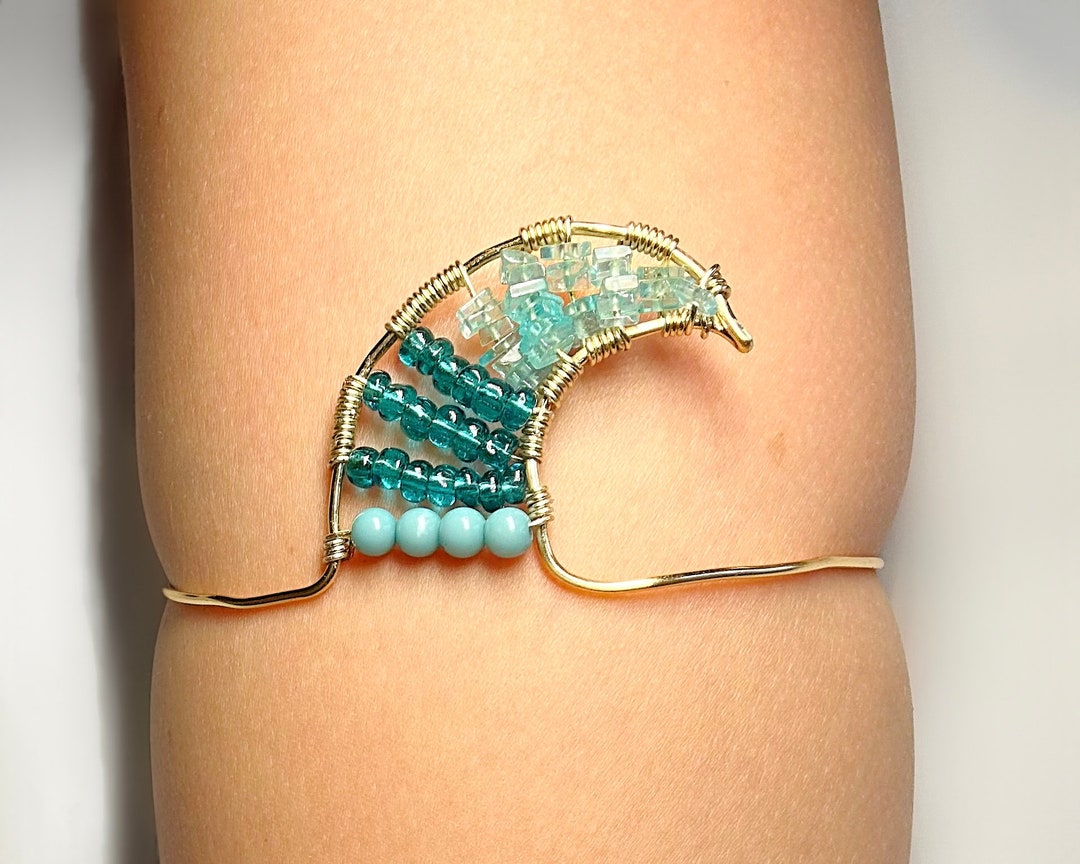 Wave Blue Apatite Gold Tarnish Resistant Wire Wrap Arm Cuff - Etsy