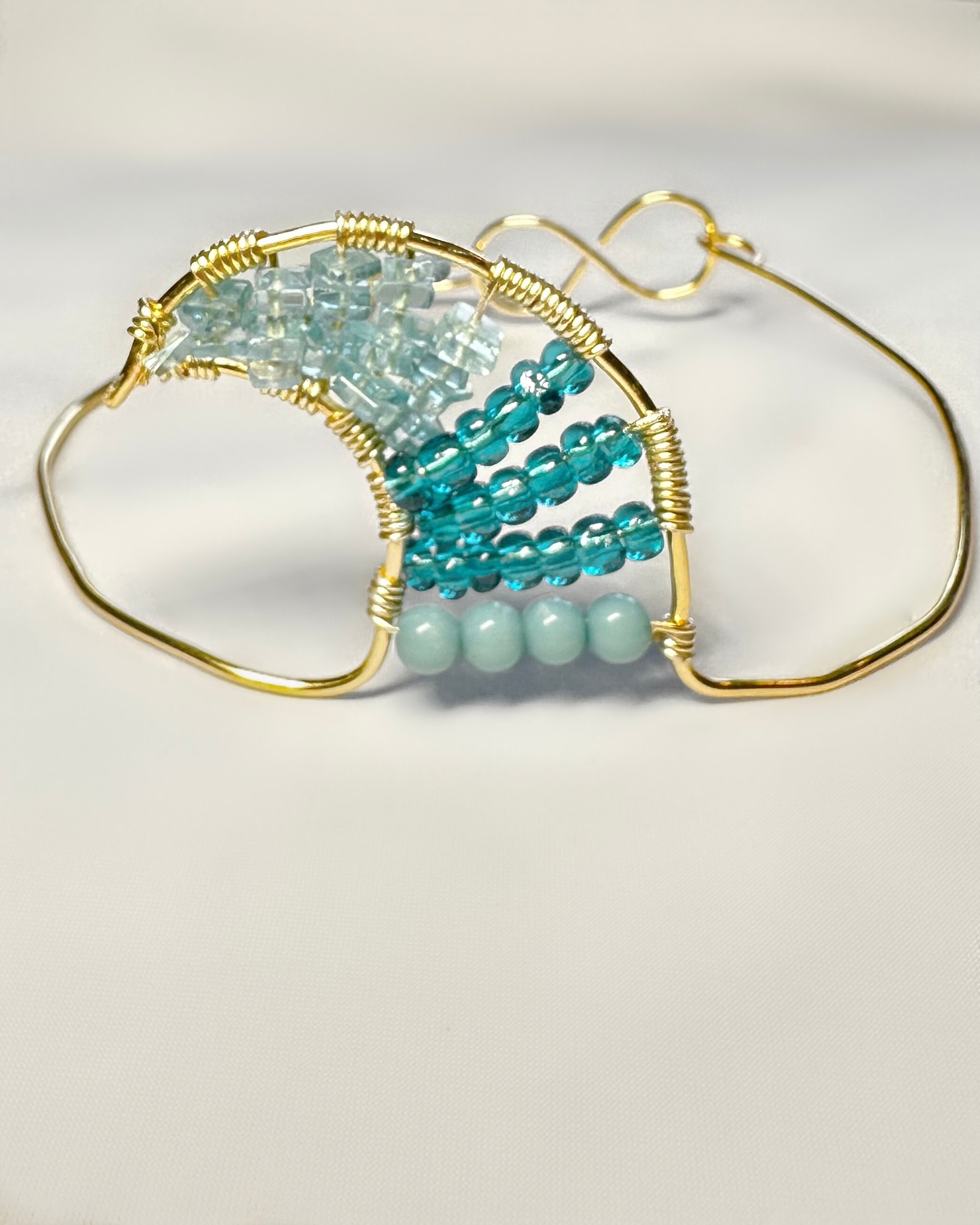 Wave Blue Apatite Gold Tarnish Resistant Wire Wrap Arm Cuff - Etsy