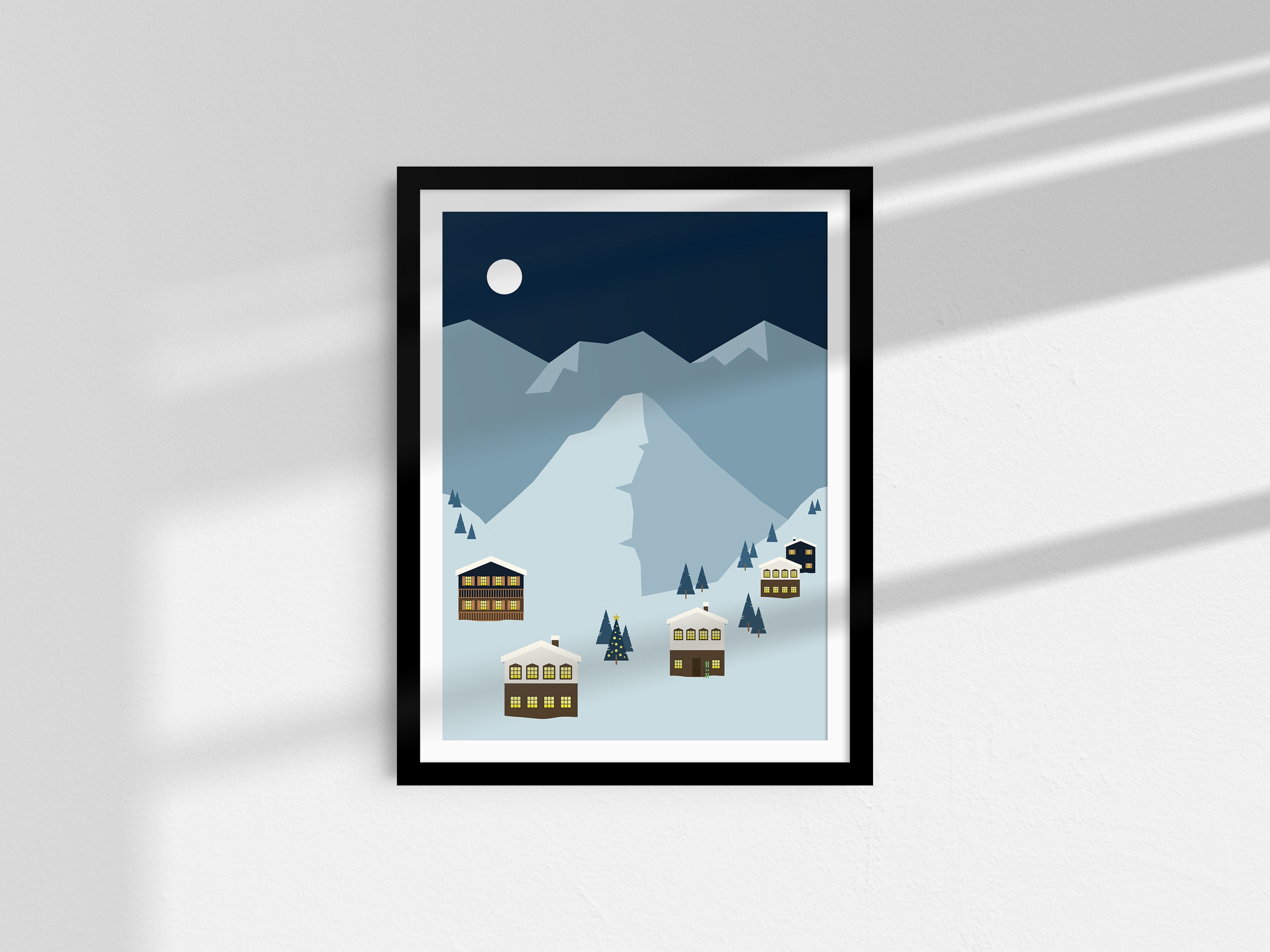 Winter Alpine Ski Scenes Printable Bundle Minimalist Mountain ...