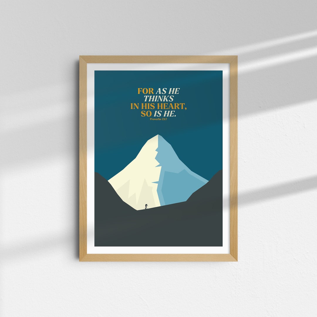 Proverbs 23 Digital Wall Print, Bible Art Mountain Landscape, Abstract ...