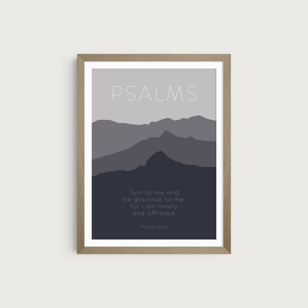 Bible Verse Psalm 25:16 Printable Christian Wall Art Typography Bible ...