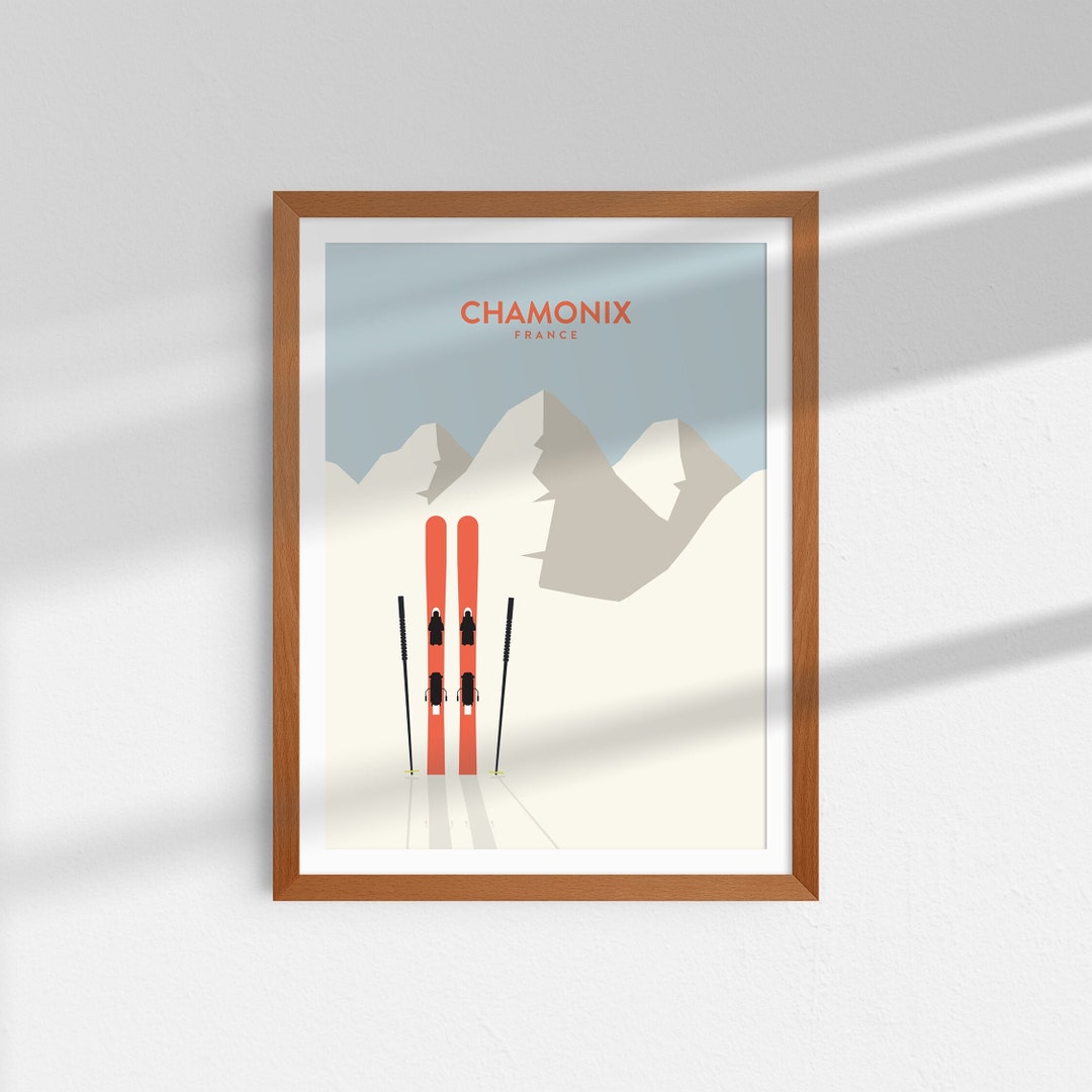 Chamonix Poster Winter Scene Printable Minimalist Alpine Illustration ...