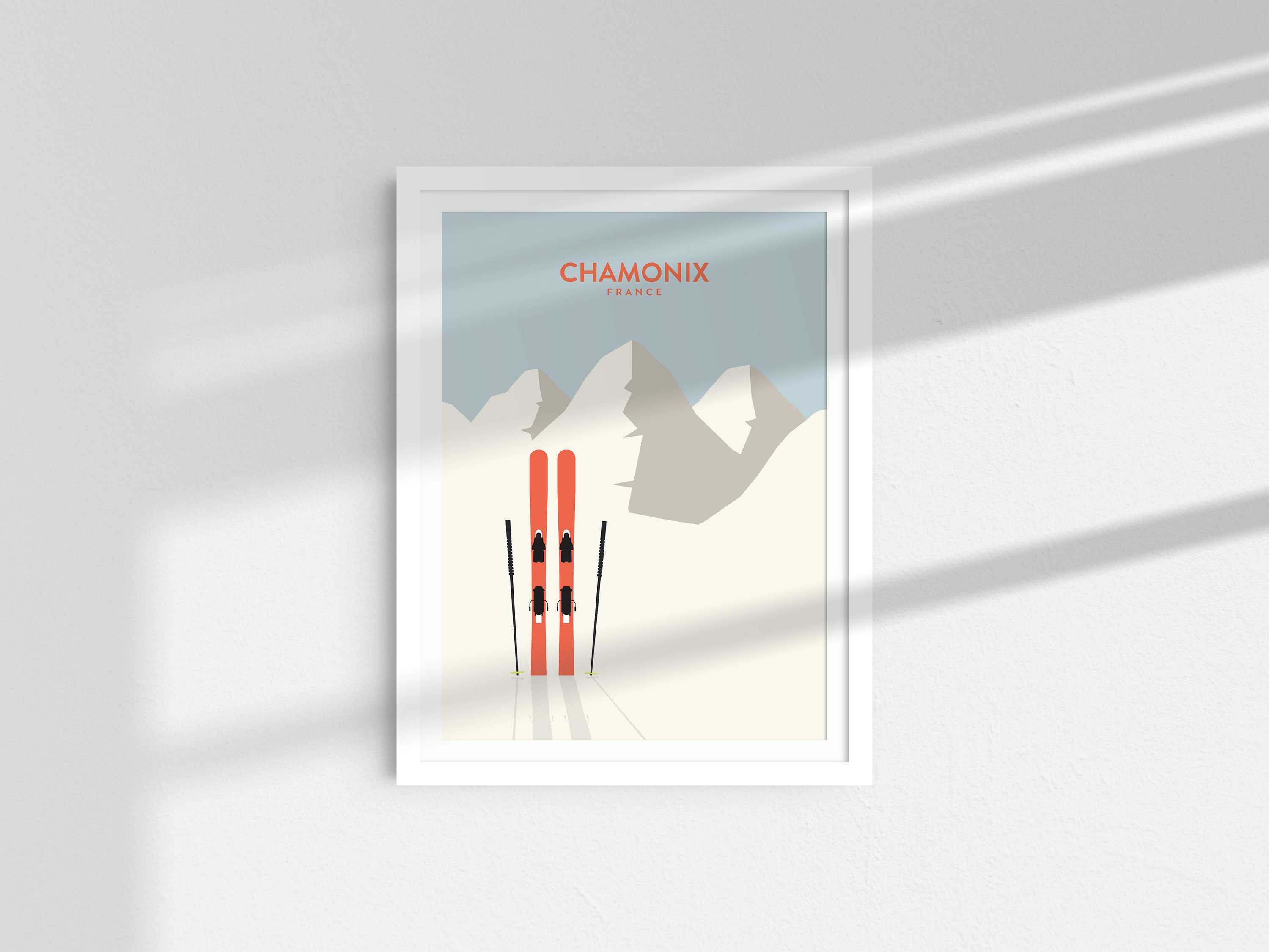 Chamonix Poster Winter Scene Printable Minimalist Alpine Illustration ...