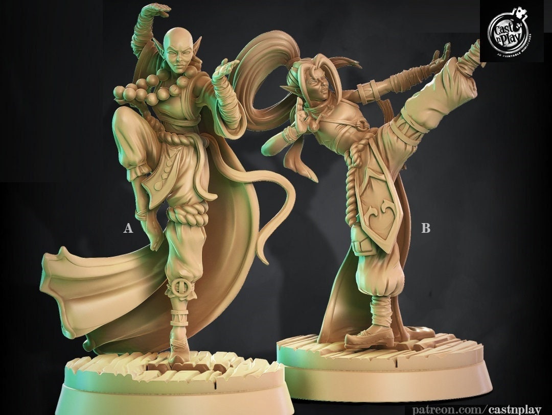Elf Monk Miniature Female Elf Monk Mini Male Elf Monk Half-elf - Etsy