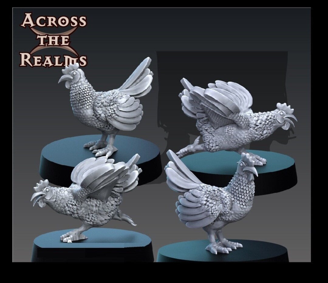 Chicken Miniature Chickens Dnd Animal Mini 40k Aos D&D Dnd - Etsy