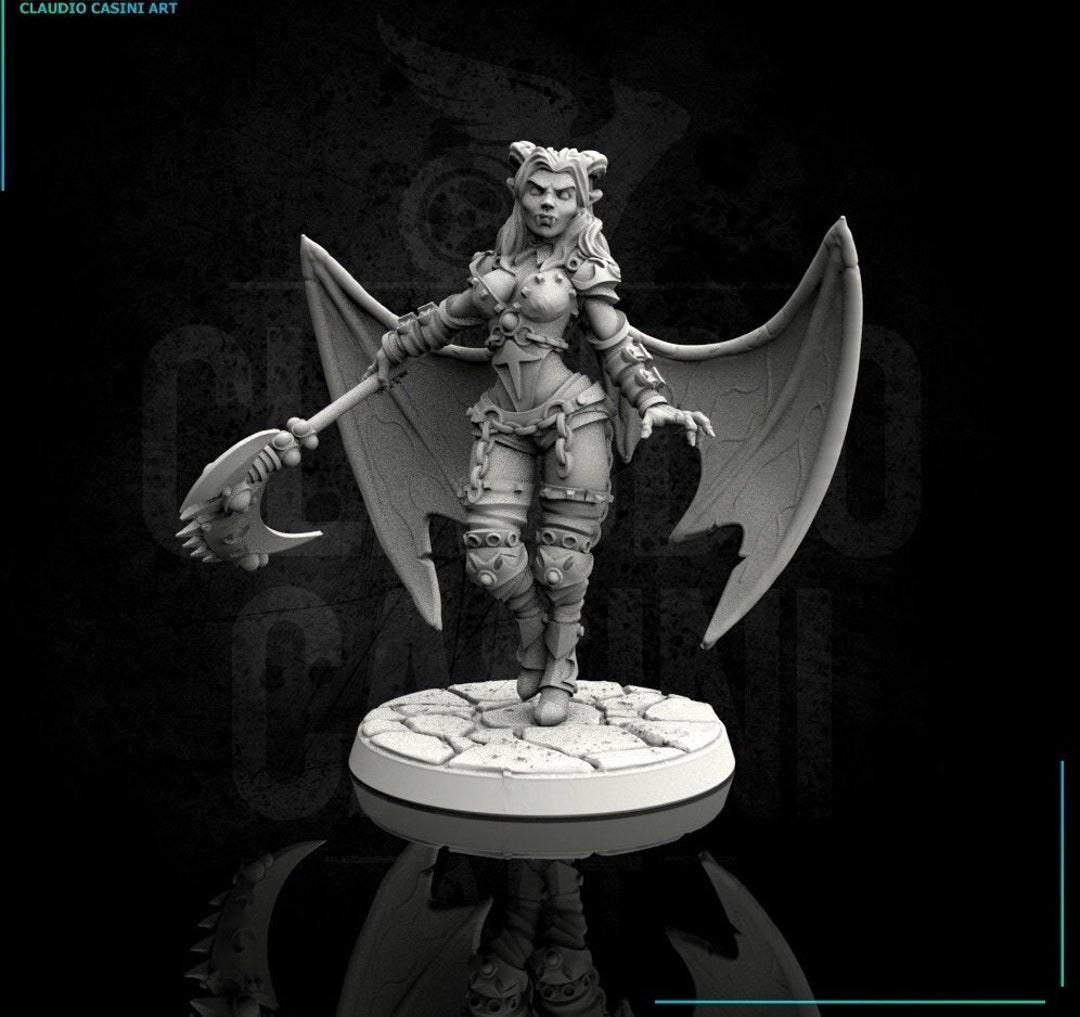 Tiefling Cleric Miniature Tiefling Female Winged Tieflings D&D - Etsy