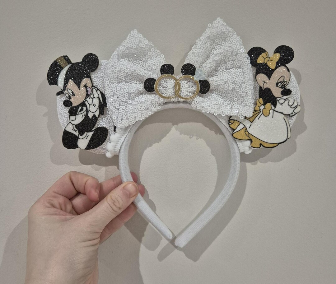 Disney Inspired Wedding Bride and Groom Ears Headband - Minnie Mouse ...