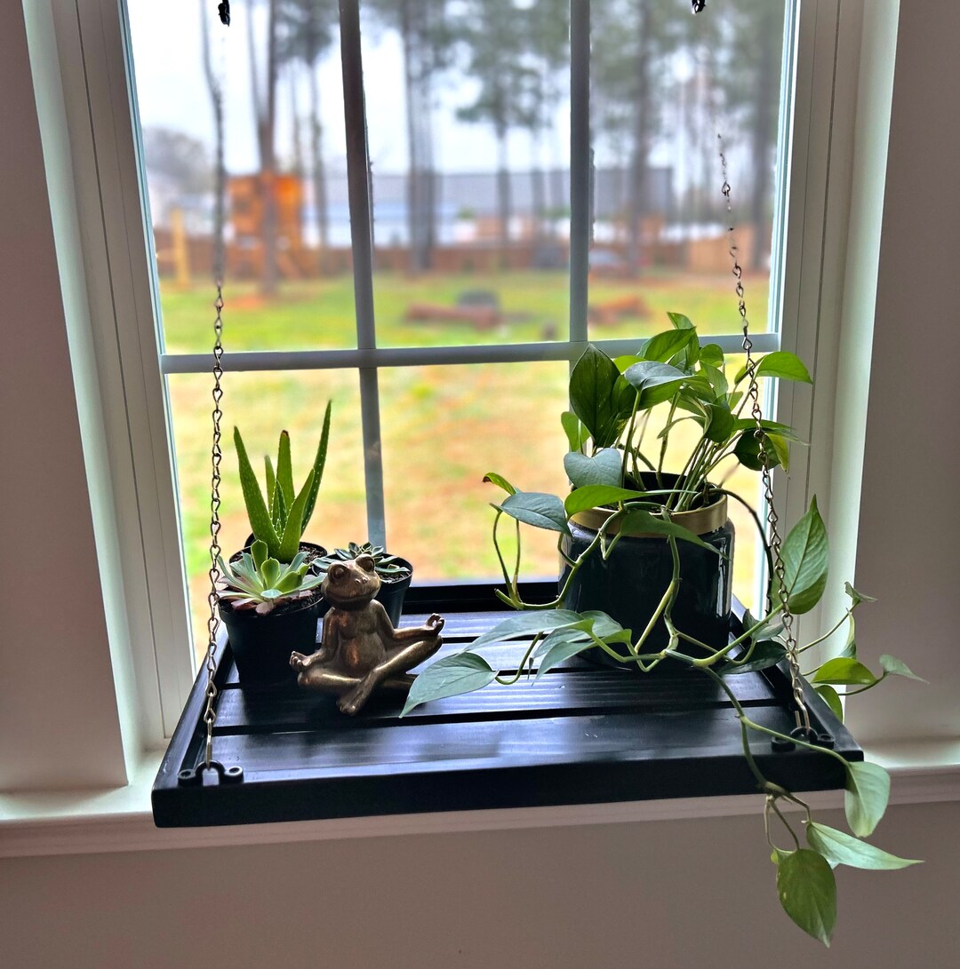 Large Wooden Hanging Window Plant Shelf - Etsy