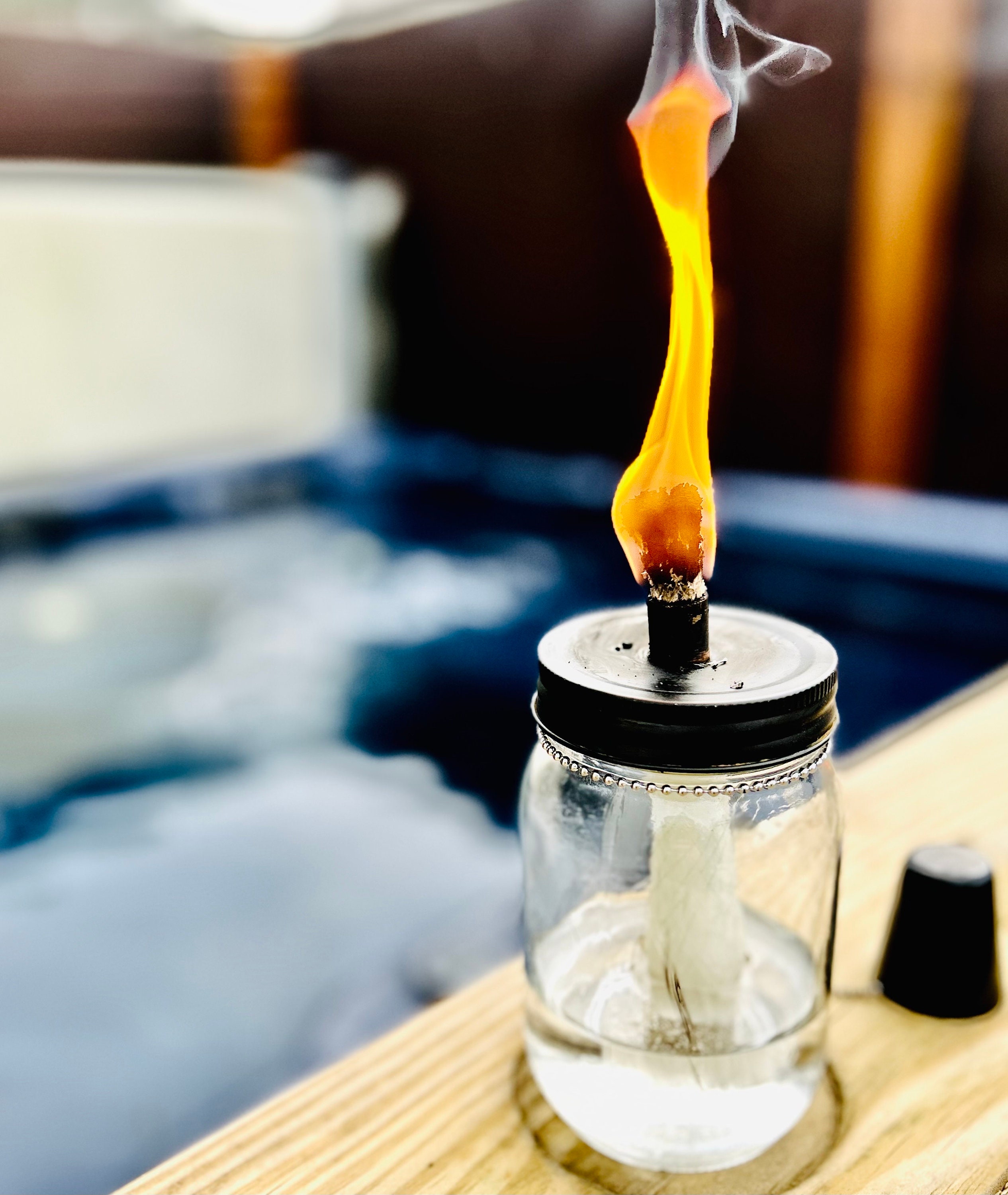 Mason Jar Tiki Torch Citronella Tabletop Tiki Torch Deck - Etsy