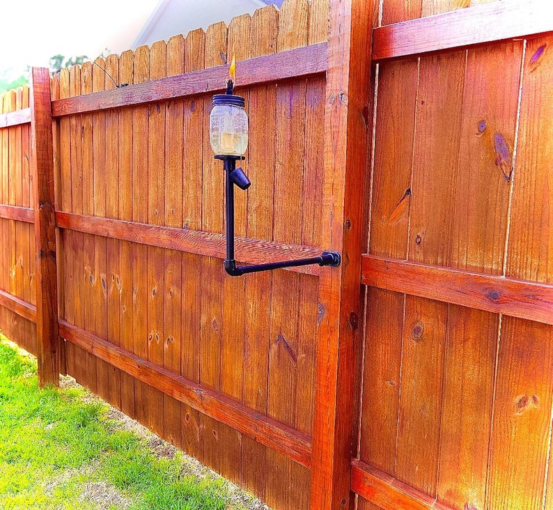 Mounted Mason Jar Style Tiki Torch Citronella Wooden Fence - Etsy