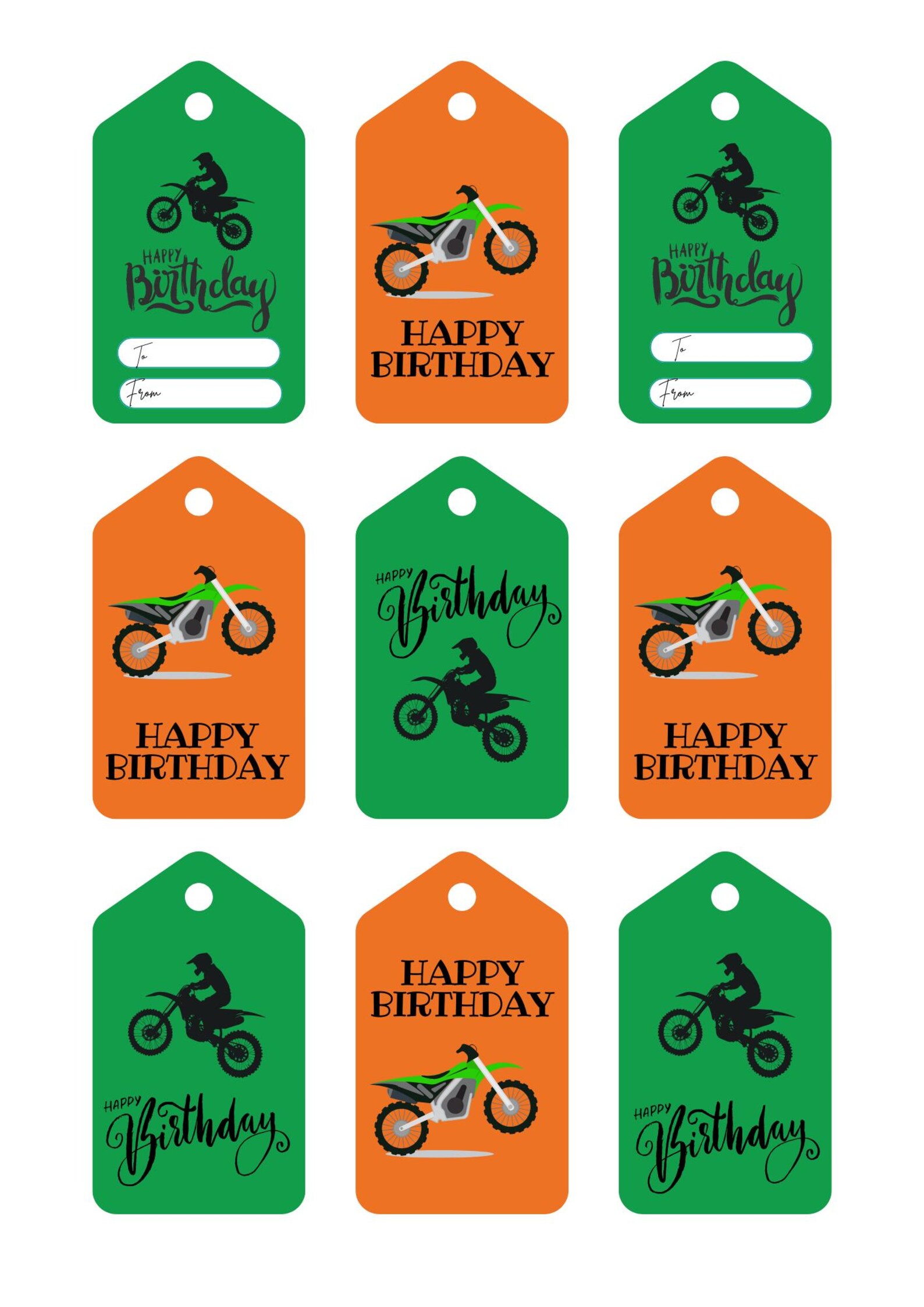 Dirt Bike Gift Tags Printable | Set of 9 - Etsy