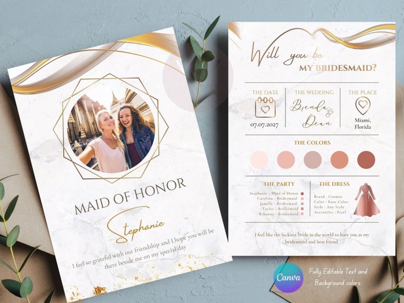 Elegant Bridemaid Info Card Template, Elegant Bridesmaid Proposal Card ...