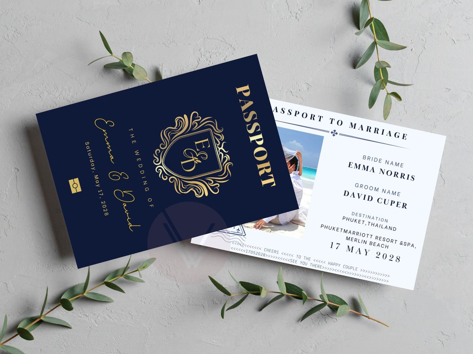 Elegant Passport and Boarding Pass Wedding Invitation Template ...