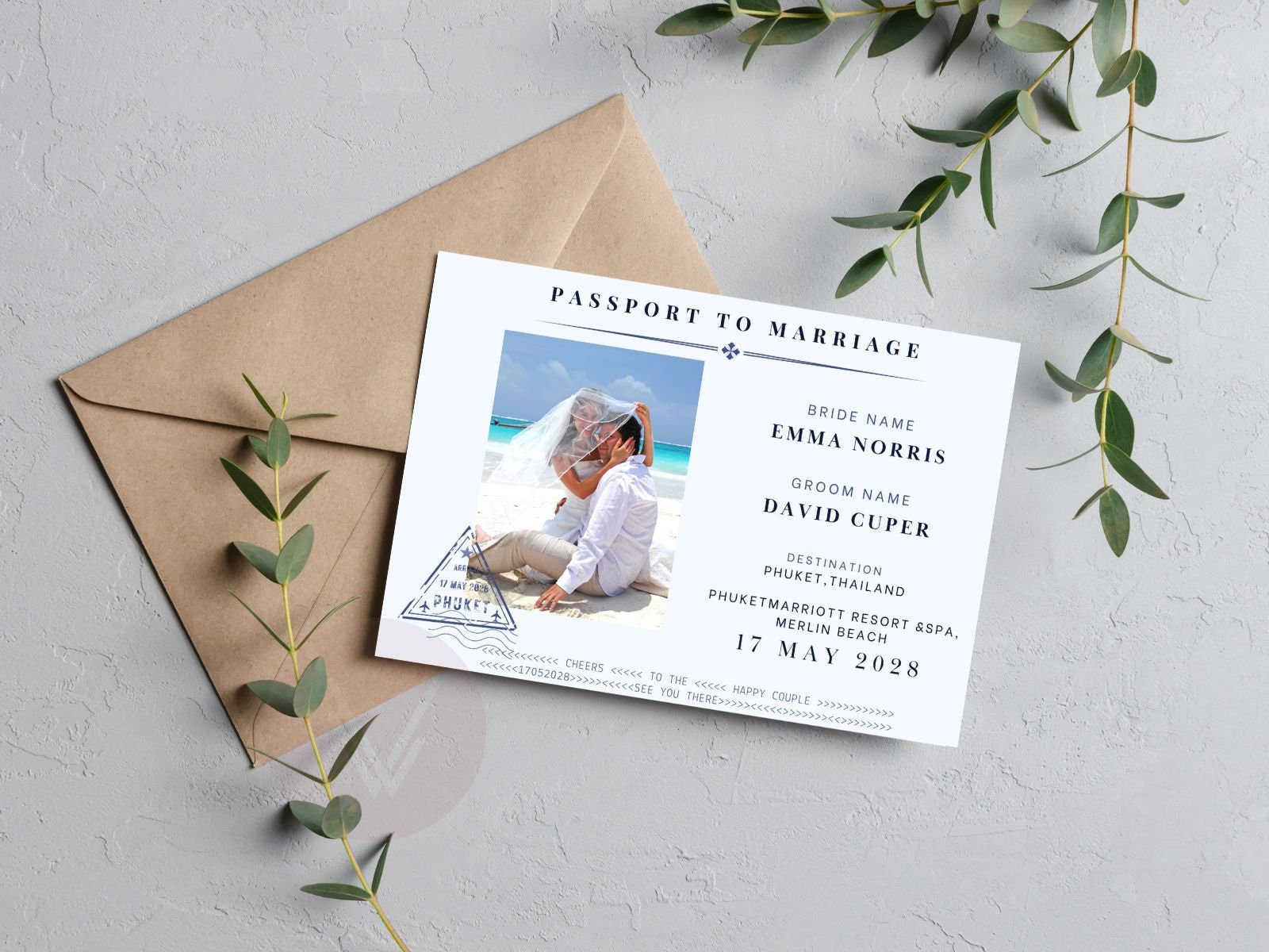 Elegant Passport and Boarding Pass Wedding Invitation Template ...