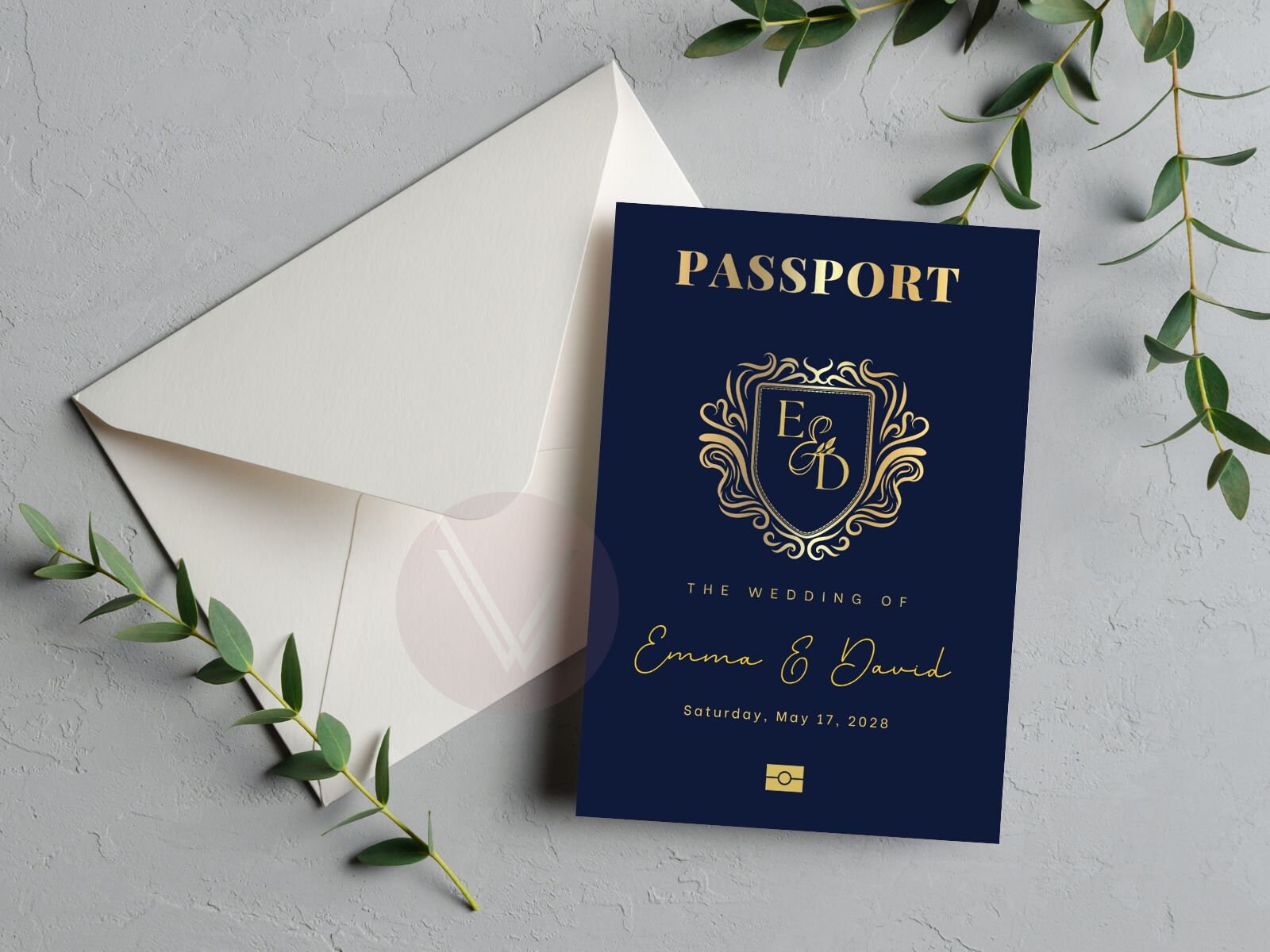 Elegant Passport and Boarding Pass Wedding Invitation Template ...