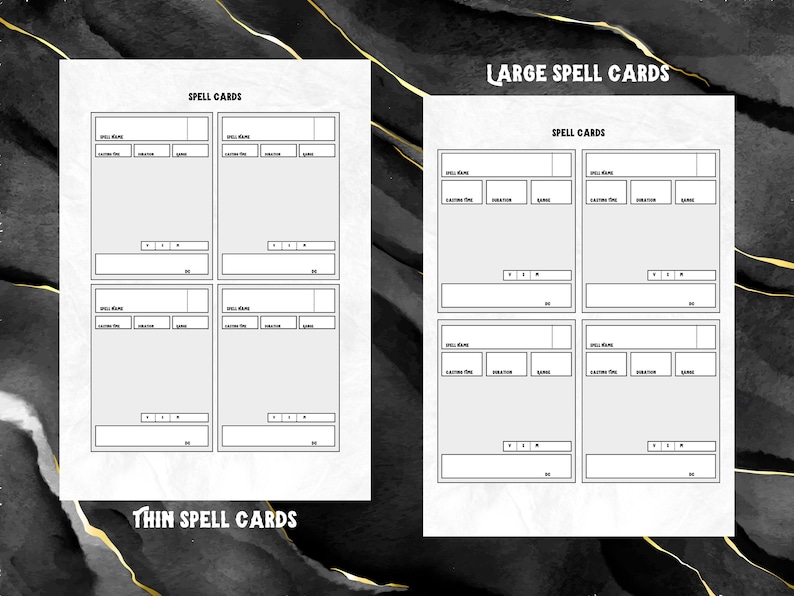 Large + Thin D&D 5e Spell Cards - Printable, Reusable for Easy Spell ...