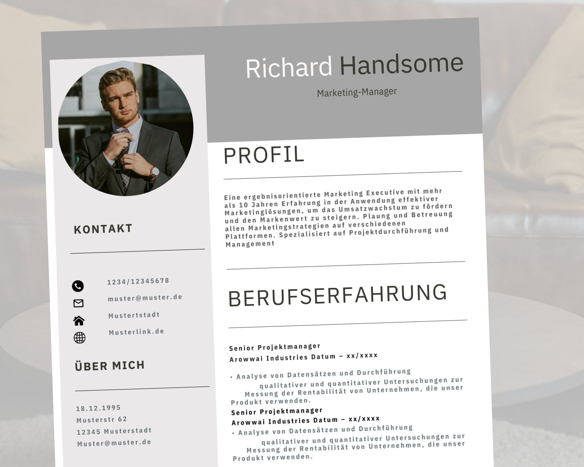 CV Template With Photo, Professional Application Template for Word ...