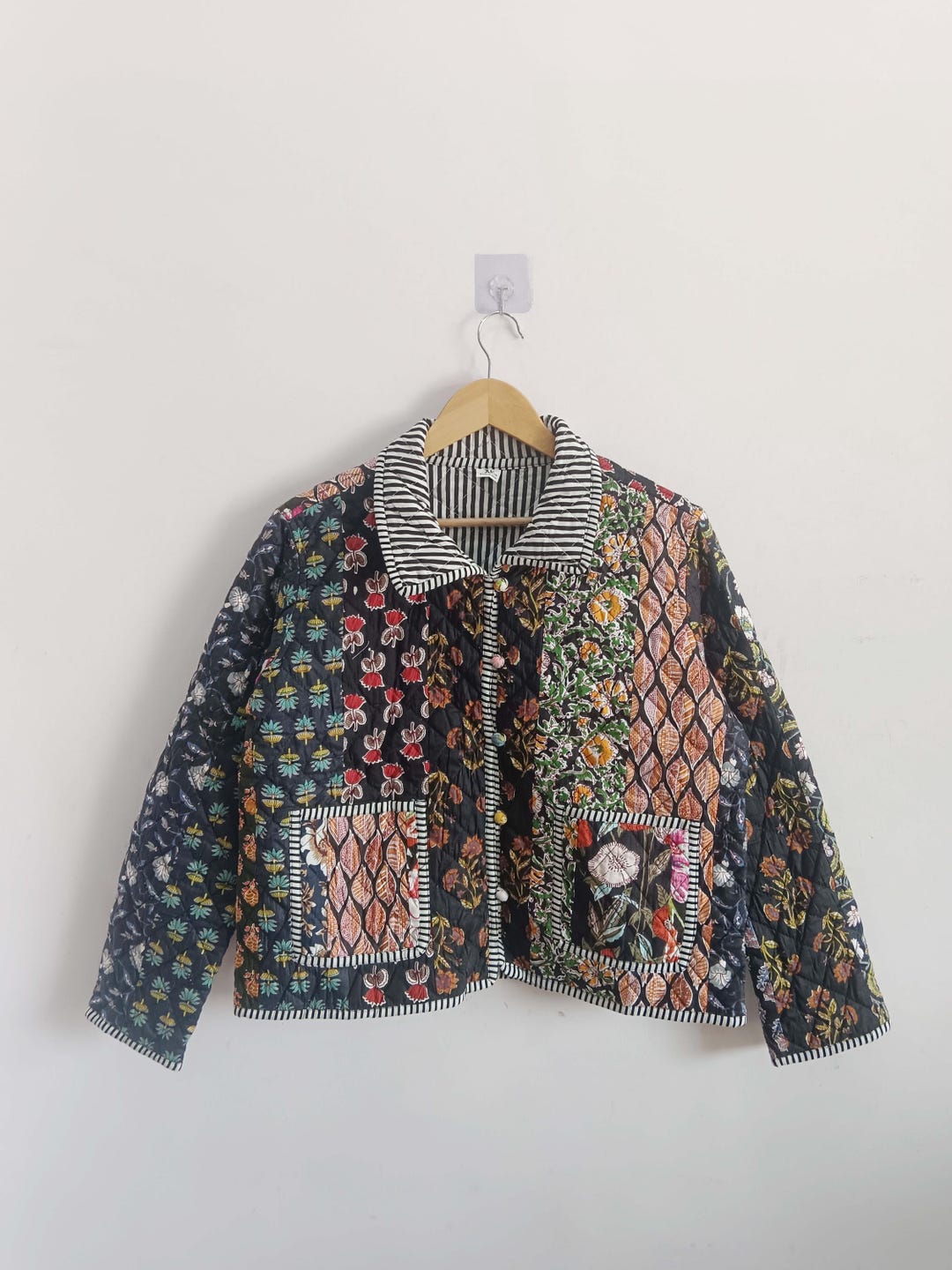 Floral Print Cotton Quilted Jacket: Handmade Reversible Women's Coat - Etsy
