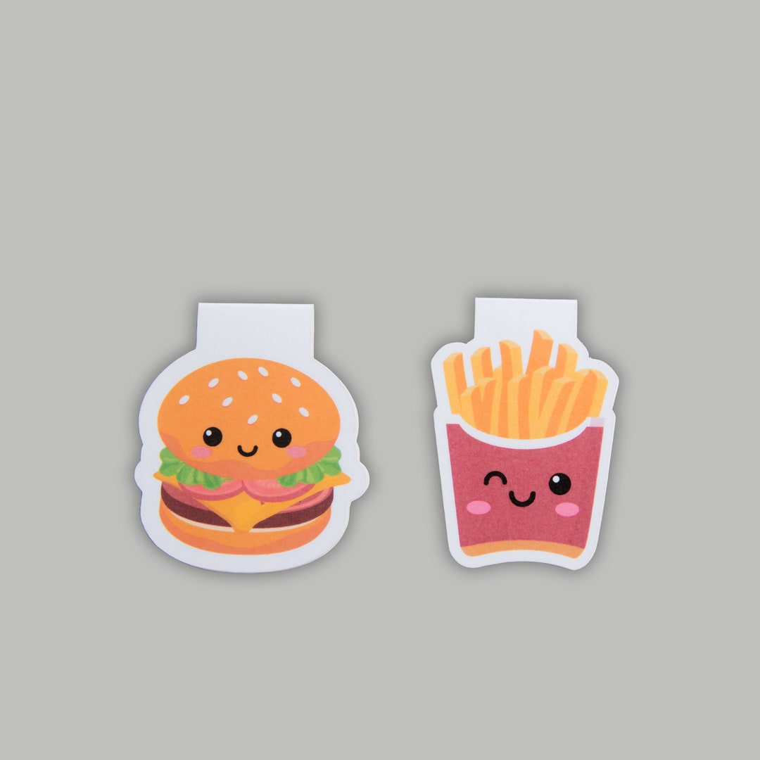 Fast Food Magnetic Bookmark, Hamburger and French Fries, Reading Page ...
