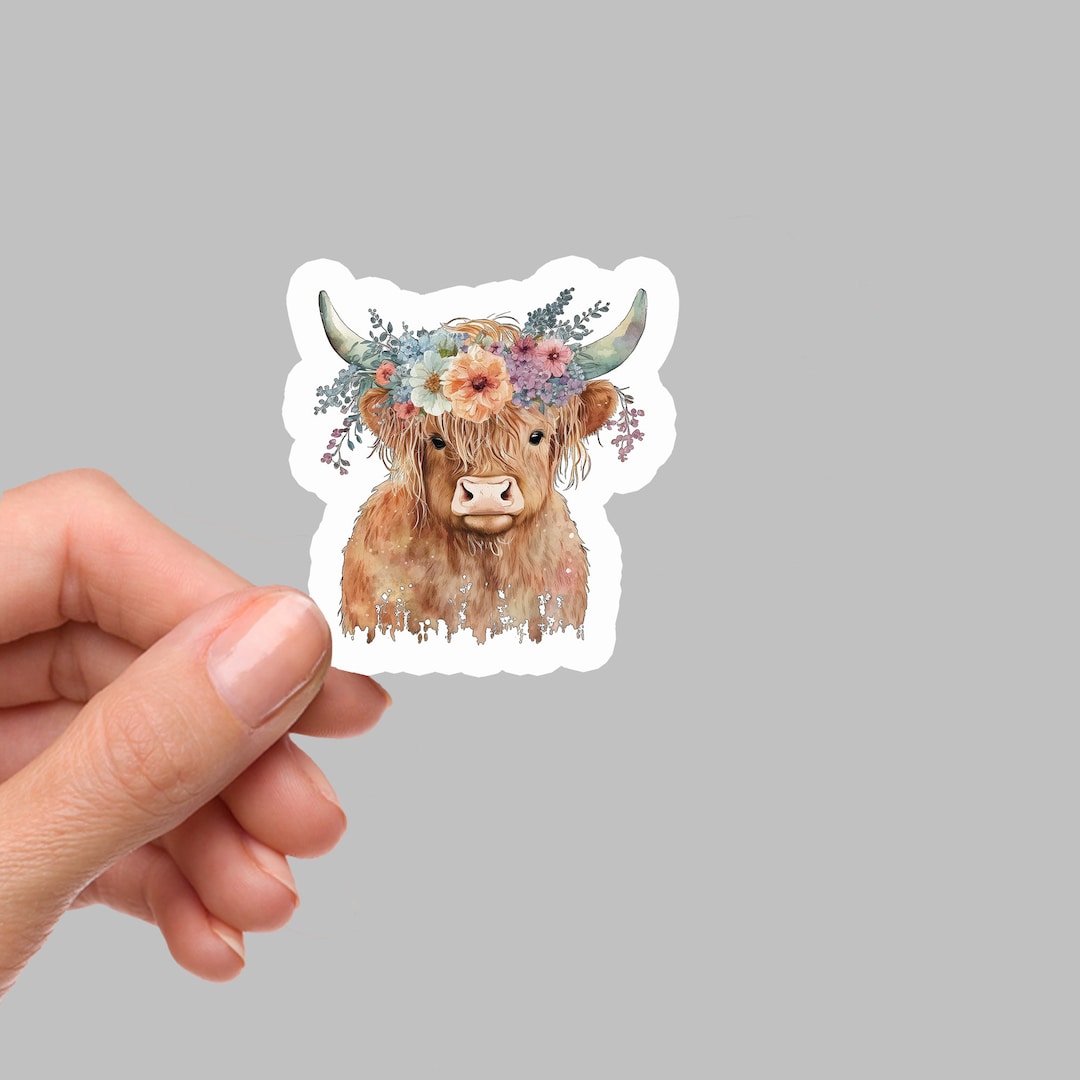 Highland Cow Sticker, Hydroflask Sticker, Laptop Sticker, Waterbottle ...