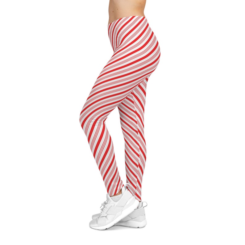 Candy Cane Christmas Women's Casual Leggings, Holiday Leggings, Festive ...