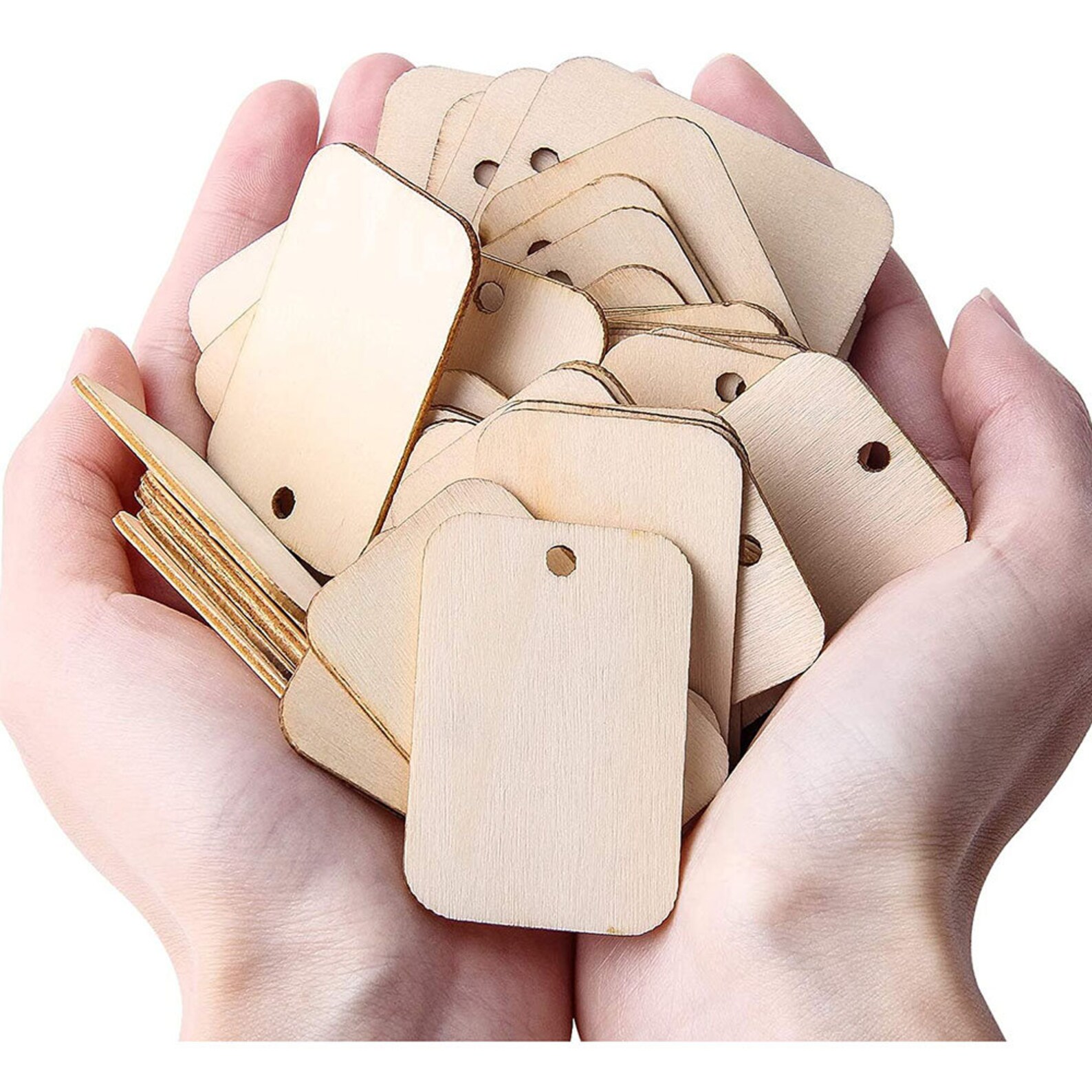 25pcs/lot Rectangle Wooden Hanging Label With Hemp Rope Unfinished Wood ...