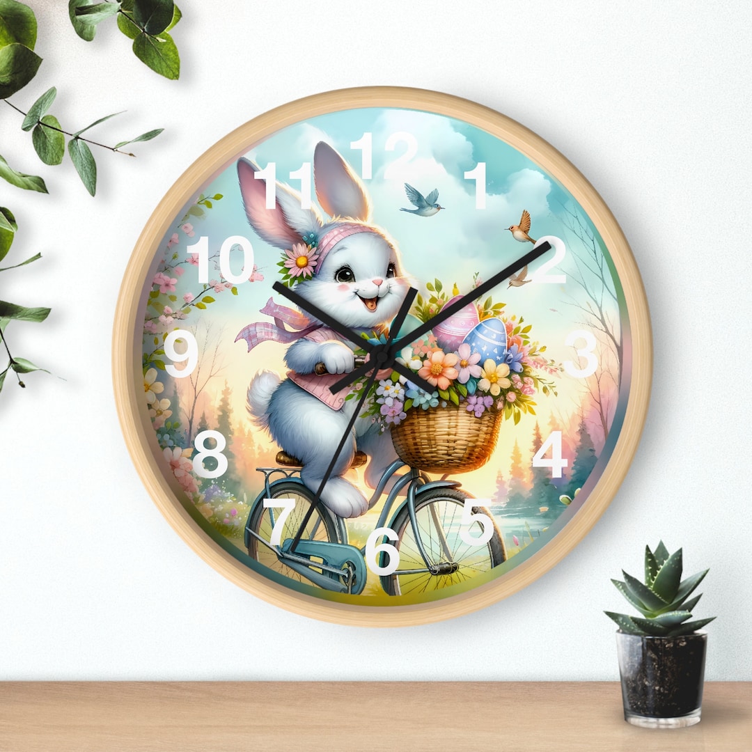 Easter Bunny Wall Clock - Etsy