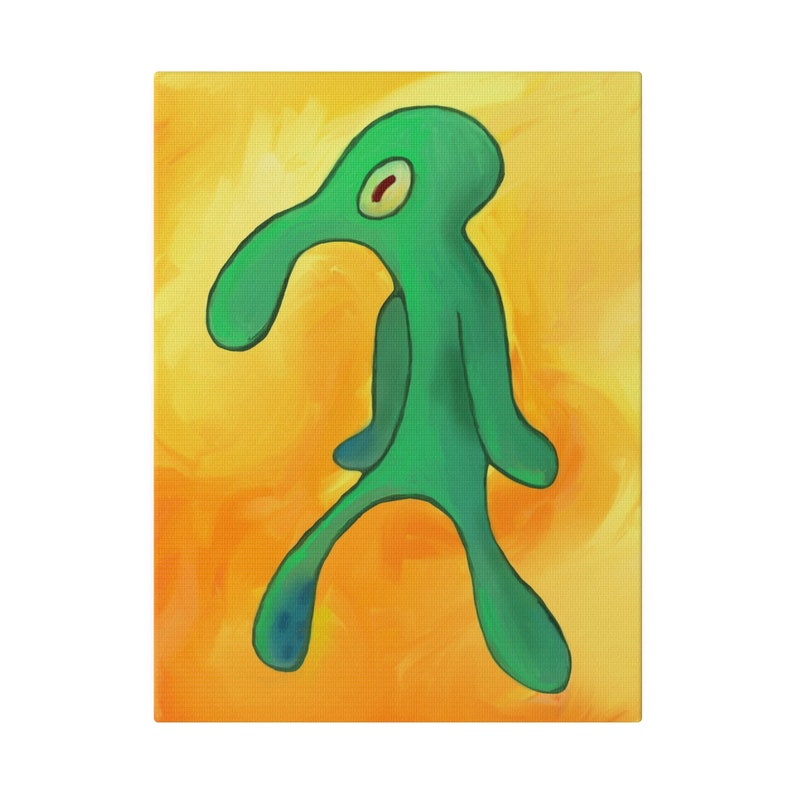 Squidward Painting Matte Canvas 9 X 12 Stretched, 0.75 Abstract Wall ...