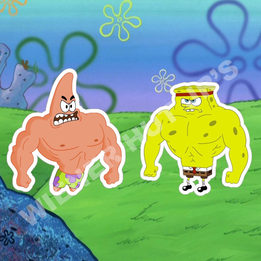 3 Buff Spongebob & Patrick Sticker Pack fry Cook Games Spongebob Episode Laptop Sticker Water ...