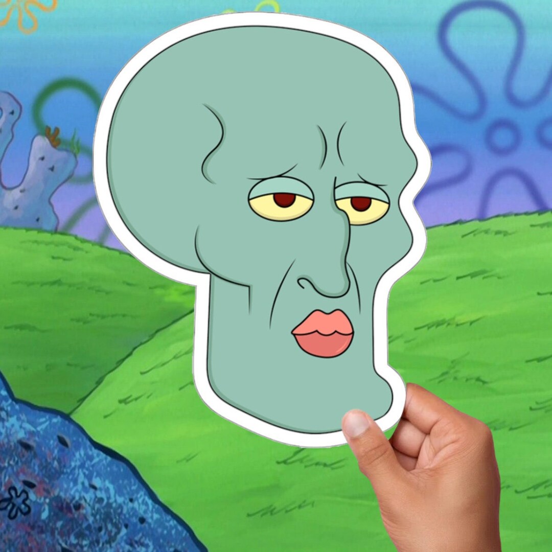 3 Handsome Squidward Sticker Meme Sticker for Laptops, Phone Case ...