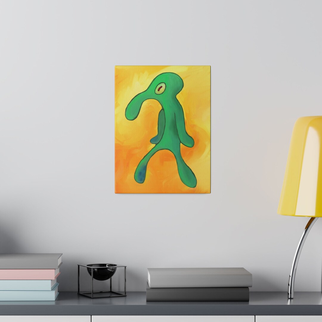 Squidward Painting Matte Canvas 9 X 12 Stretched, 0.75 Abstract Wall ...