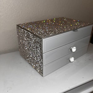 White Diamond Glass Jewelry Box - Etsy