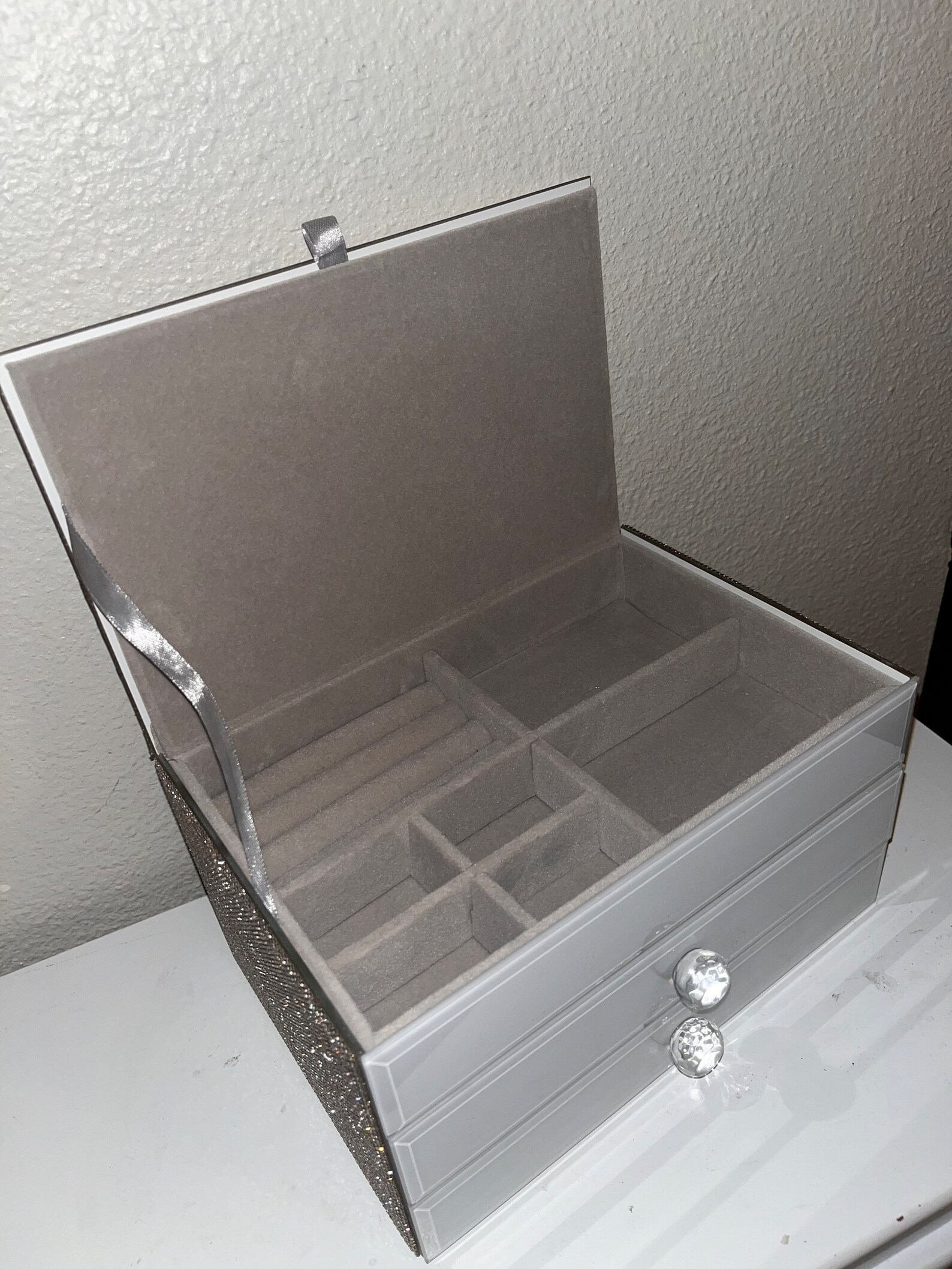 White Diamond Glass Jewelry Box - Etsy