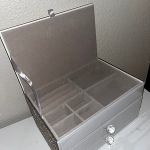 White Diamond Glass Jewelry Box - Etsy